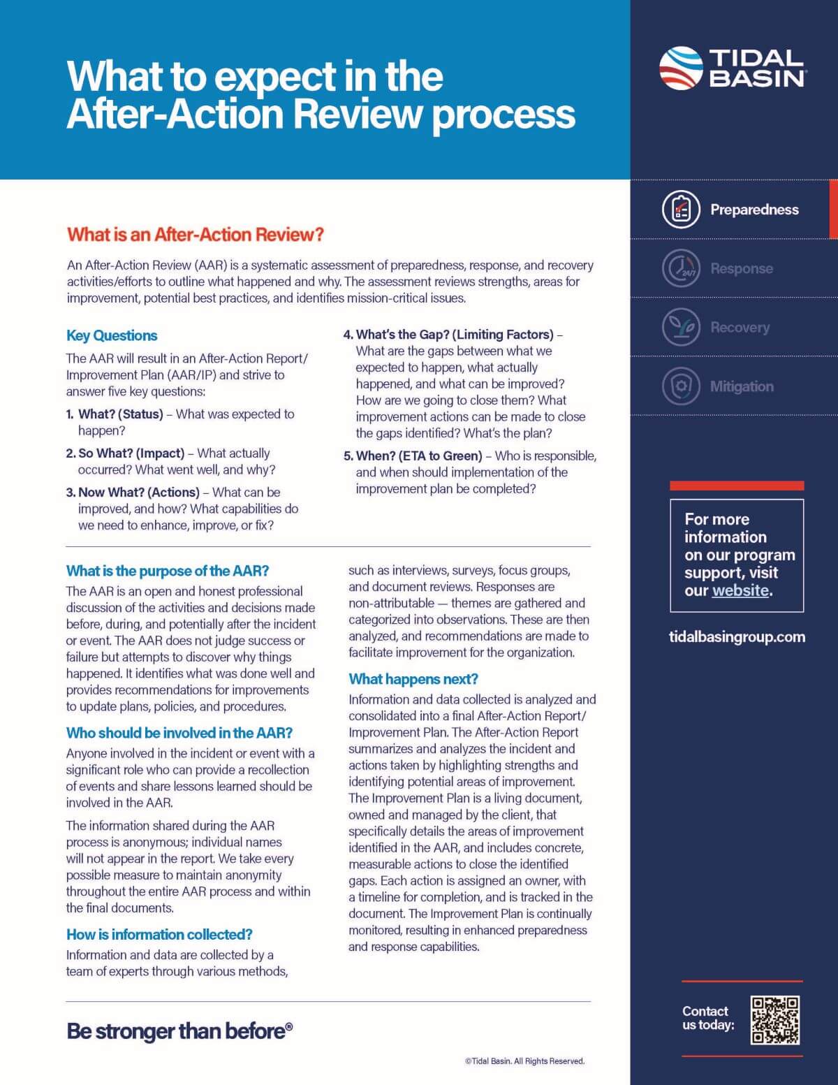 After-Action Review Process Information - Tidal Basin Group