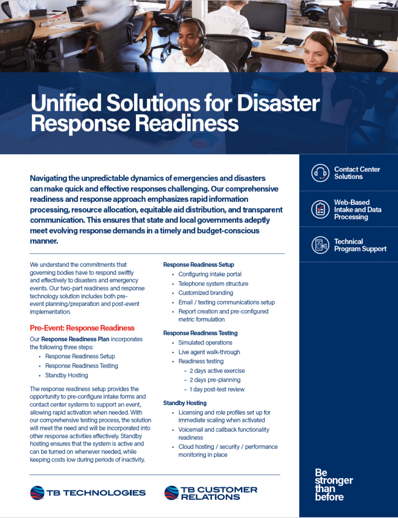 Unified Solutions for Disaster Response Readiness - Tidal Basin Group