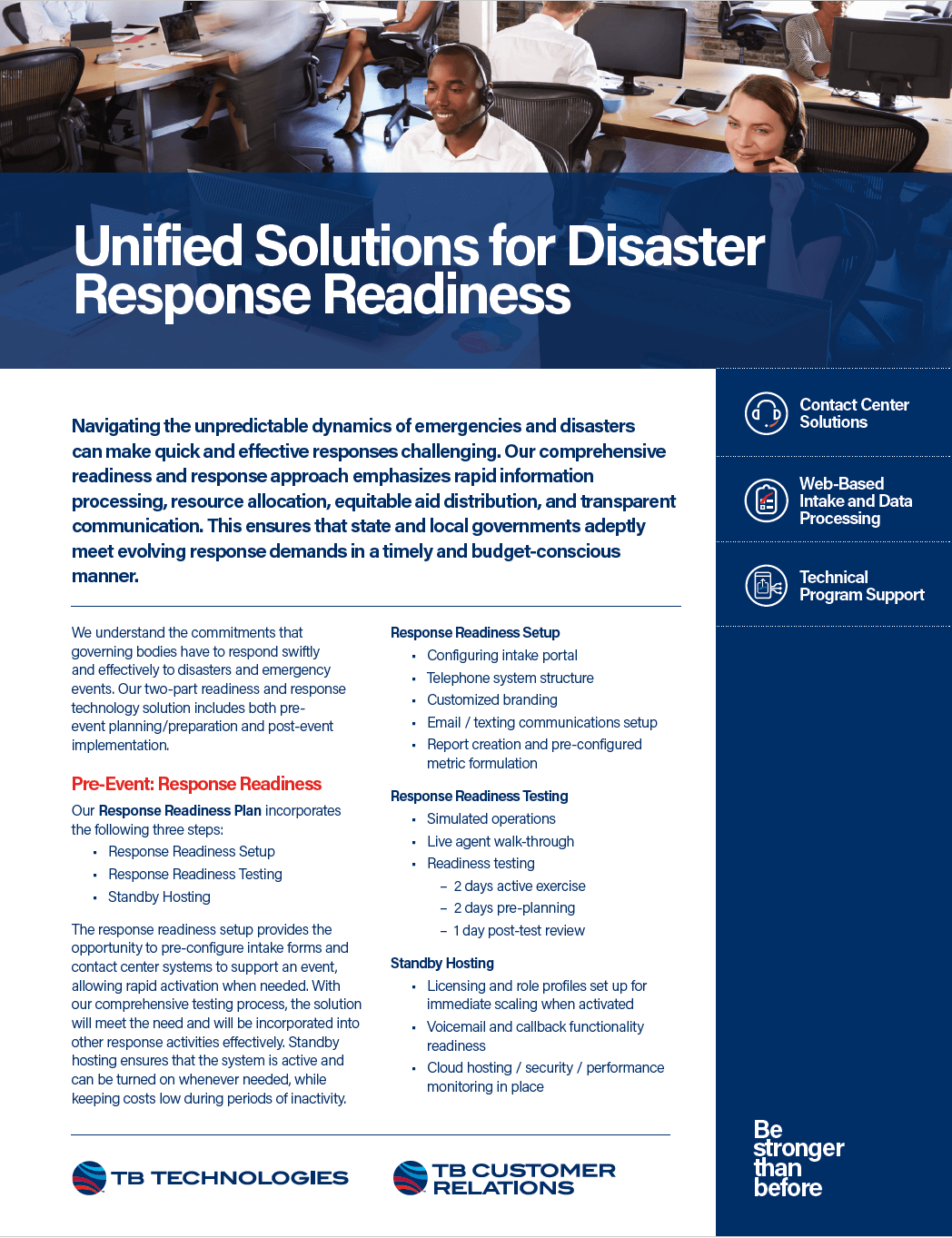 Unified Solutions for Disaster Response Readiness - Tidal Basin Group